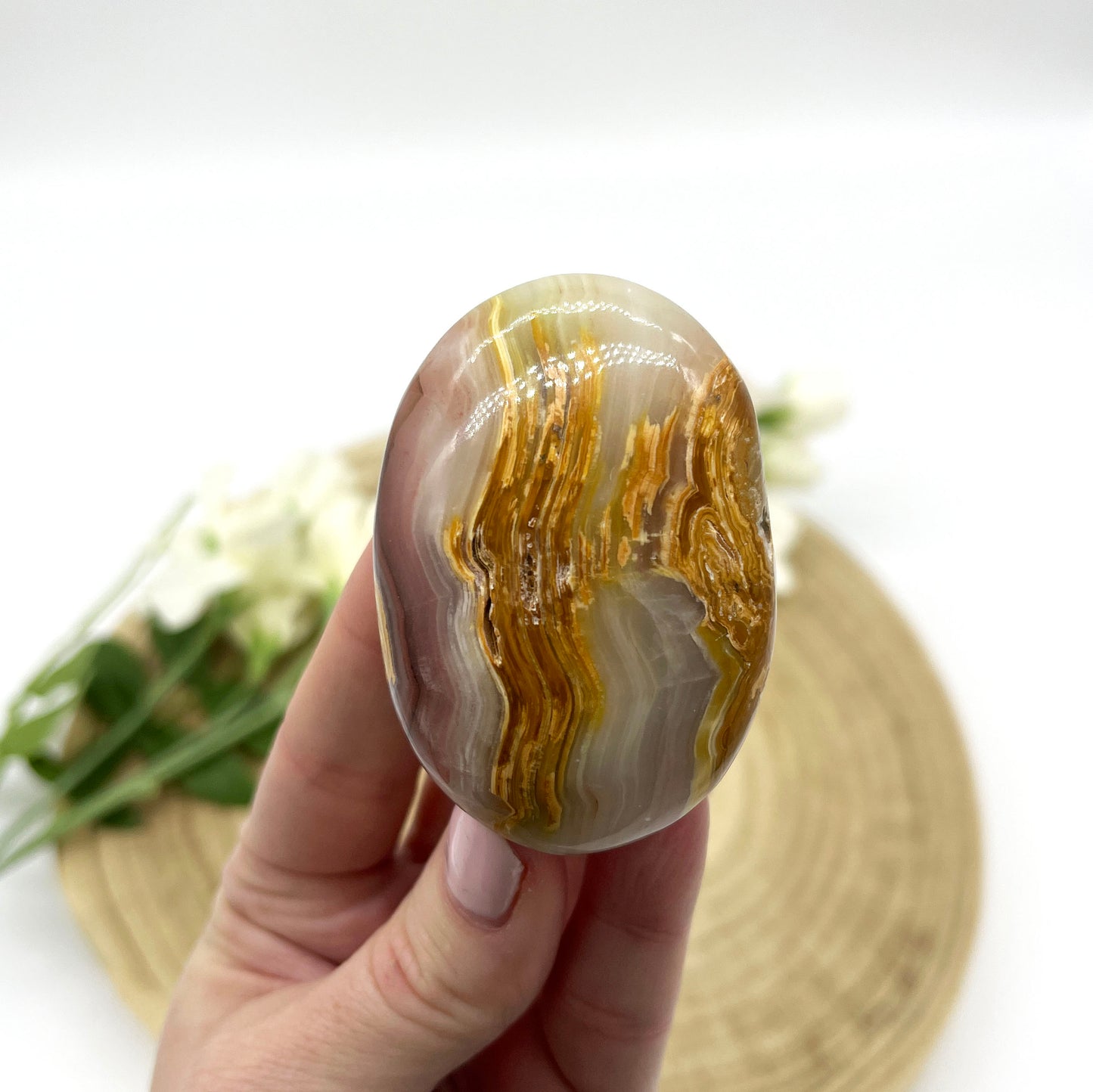 Banded Calcite Palm Stone 2 – Someday Dream Co.